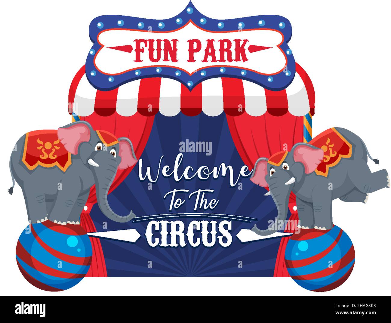 Welcome to the circus banner with elephant performance illustration ...