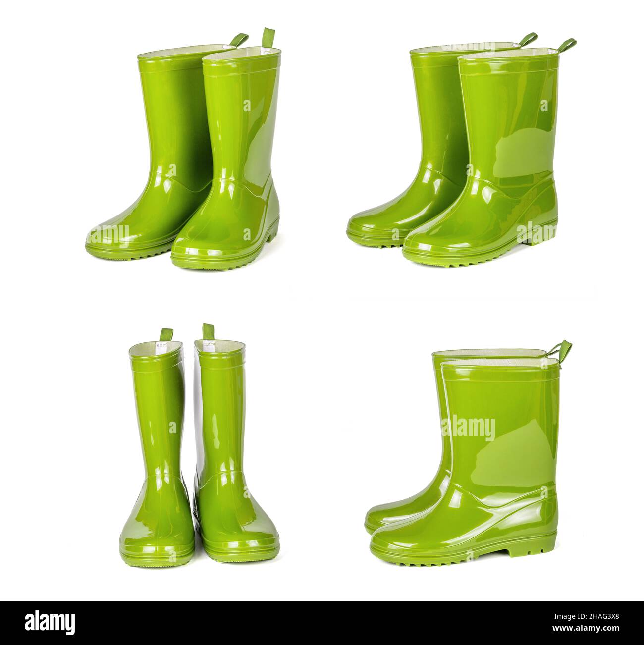 Set of green rubber boots isolated on white background Stock Photo - Alamy