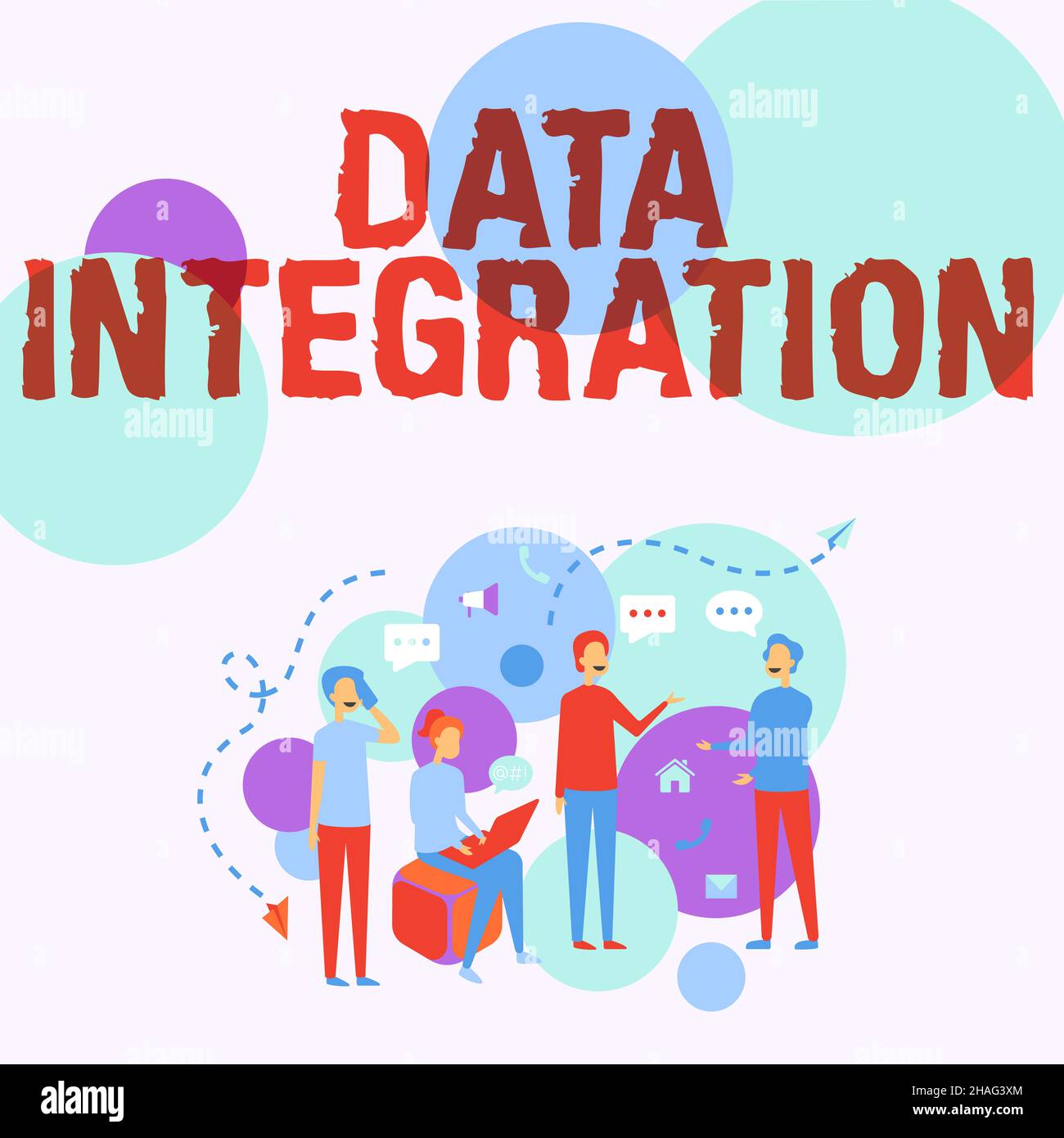 Conceptual caption Data Integration. Business idea combination of ...