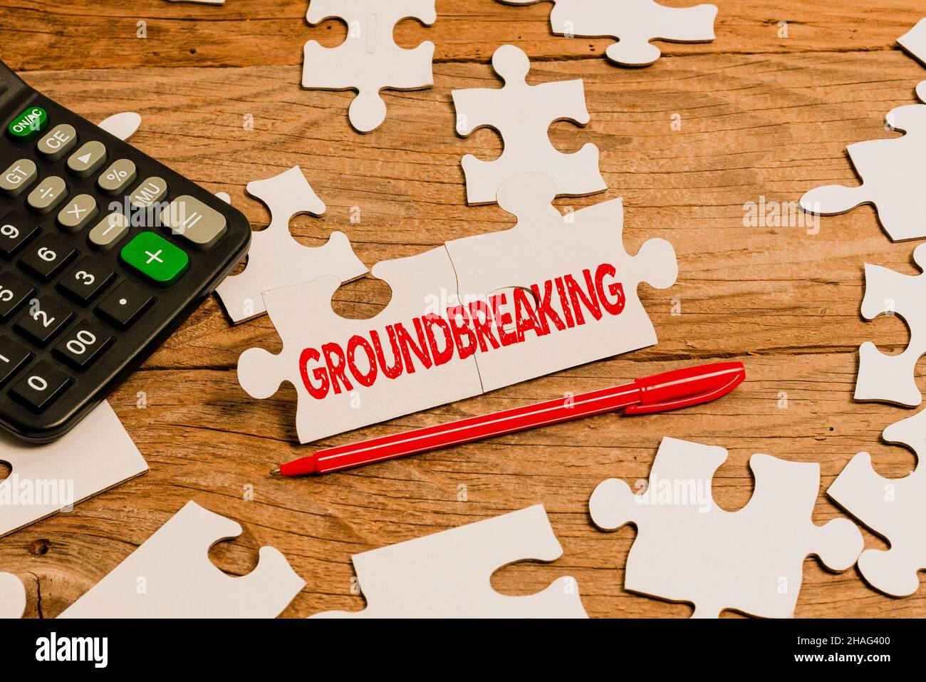 Sign displaying Groundbreaking. Business showcase Very new and a big ...