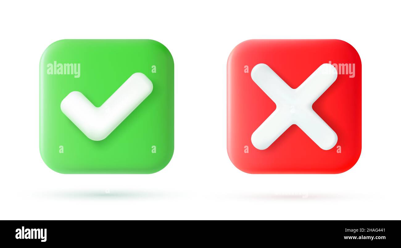 Green tick check mark and cross mark symbols Stock Vector Image & Art ...