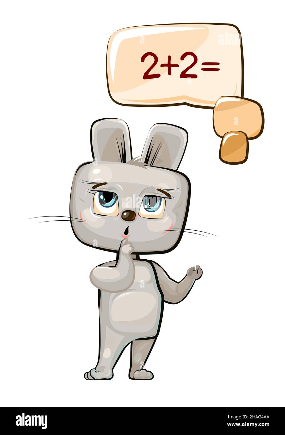 Cute Hare baby is trying to count. Studying numbers and counting. Funny ...