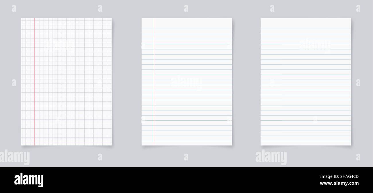 Set of realistic blank sheets of square and lined paper Stock Vector ...