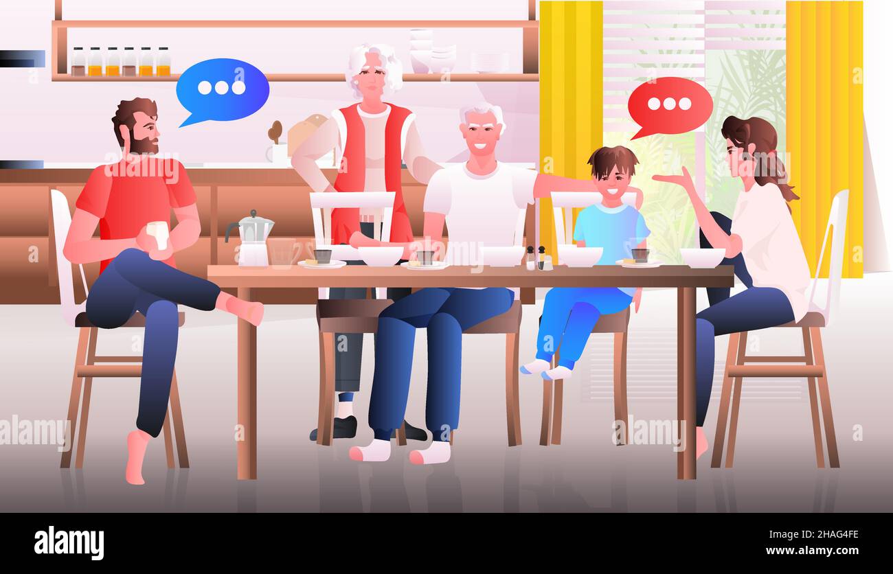 Elderly man sitting at table Stock Vector Images - Alamy