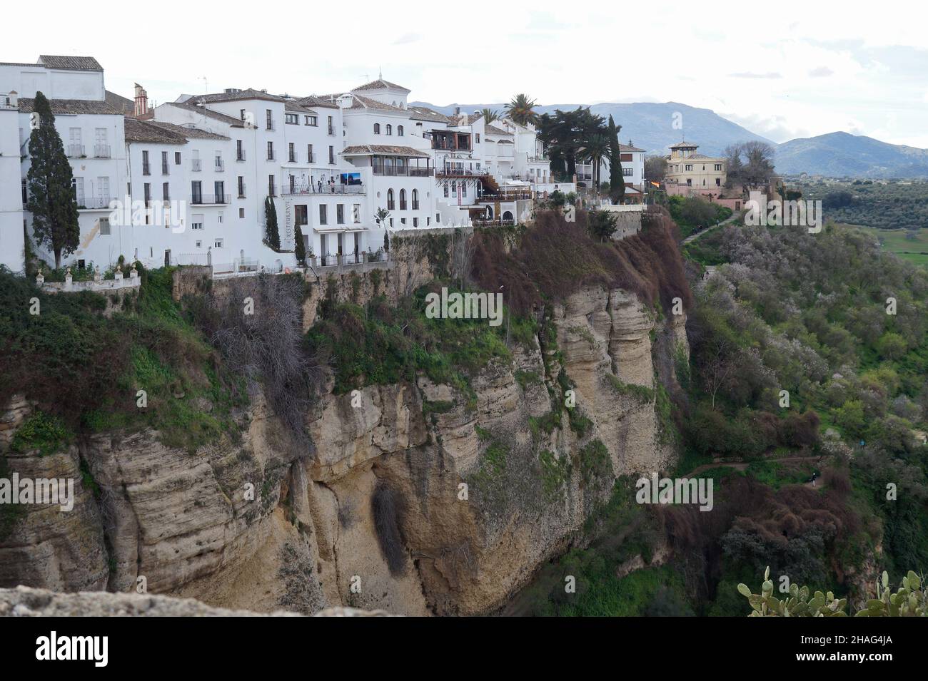Scenic shot at Ronda, Andalusia, Spain , with houses build on top of ...