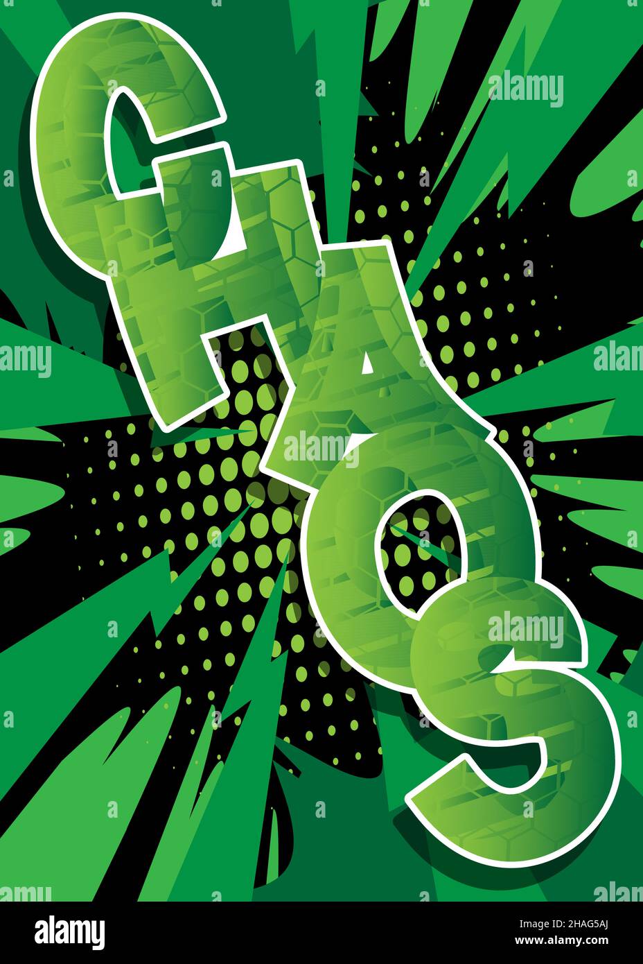 Chaos. Comic book word text on abstract comics background. Retro pop art style illustration ...