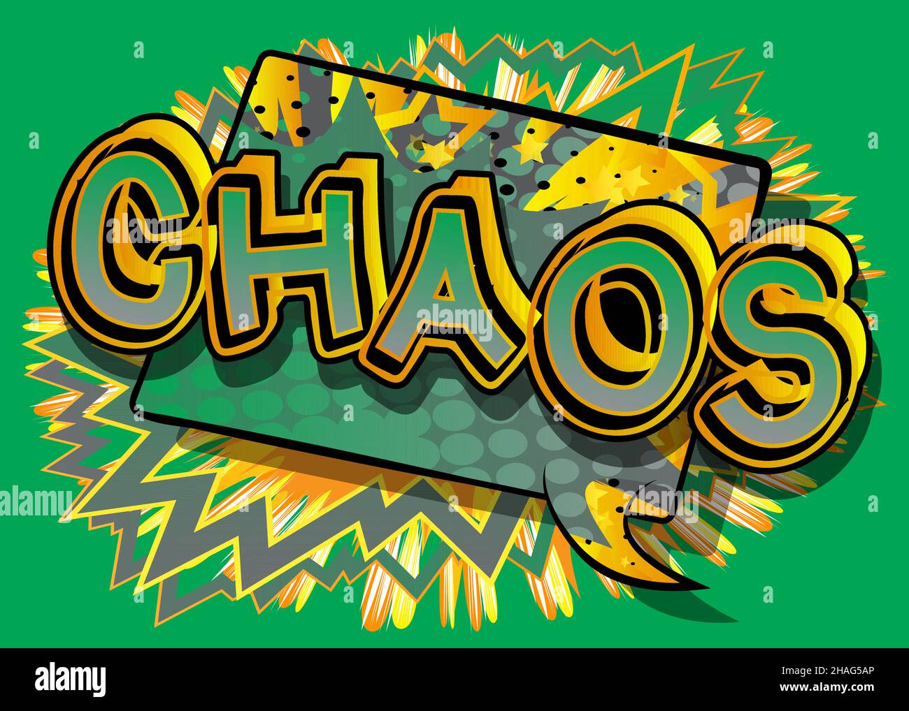 Chaos. Comic book word text on abstract comics background. Retro pop ...