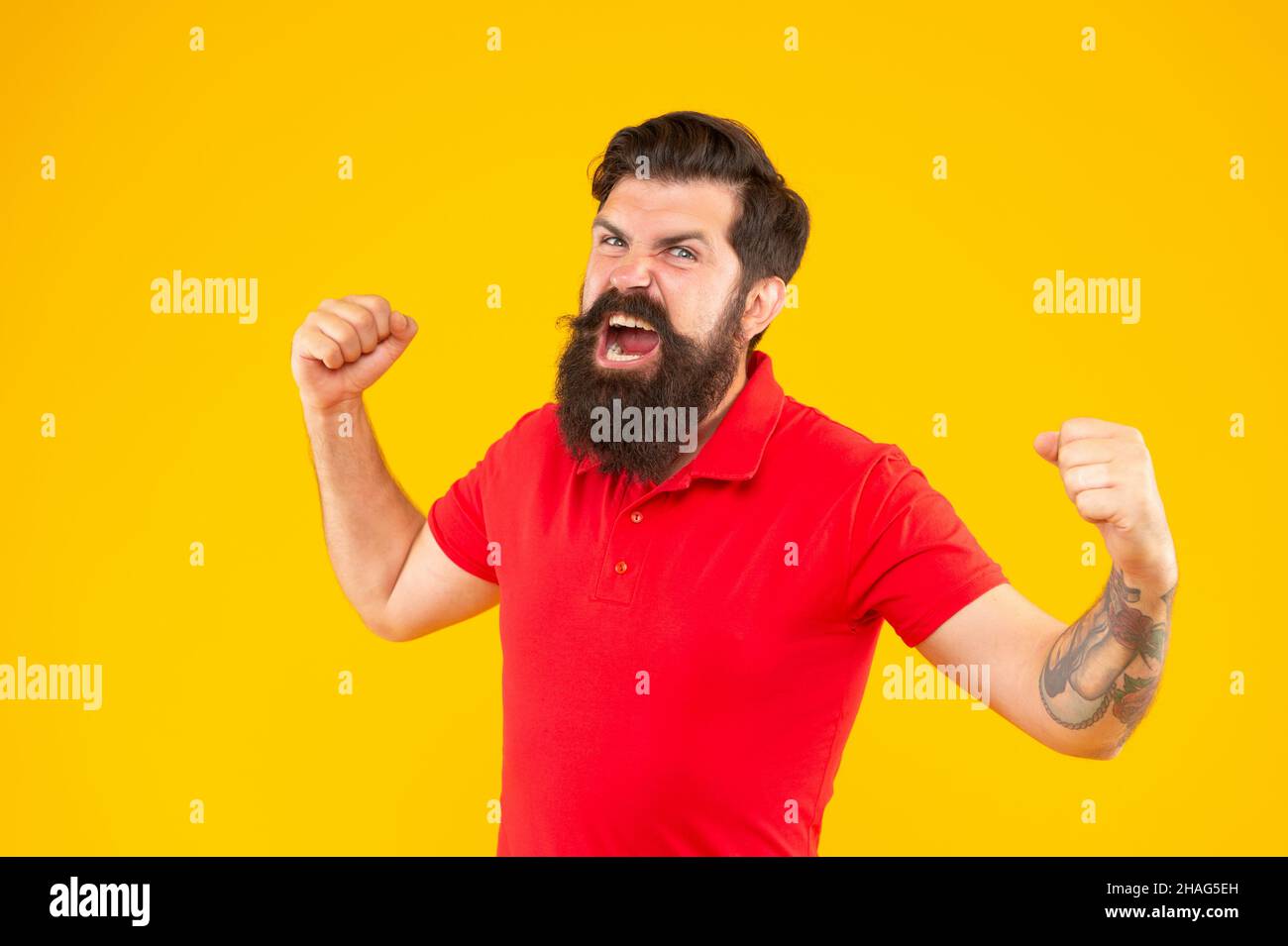 brutal caucasian guy with moustache. confident and handsome bearded man ...
