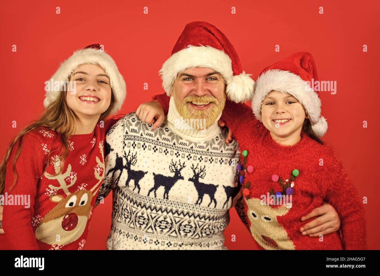Family time. Holly jolly christmas. Dad and kids having fun. Christmas ...