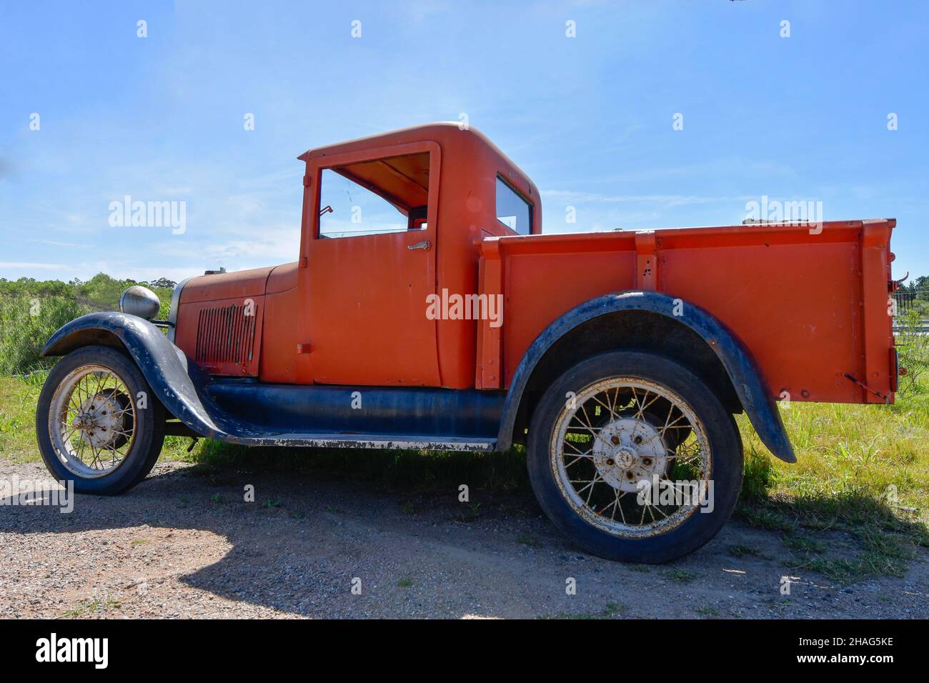 Old red pickup truck restored - Uruguay Stock Photo - Alamy