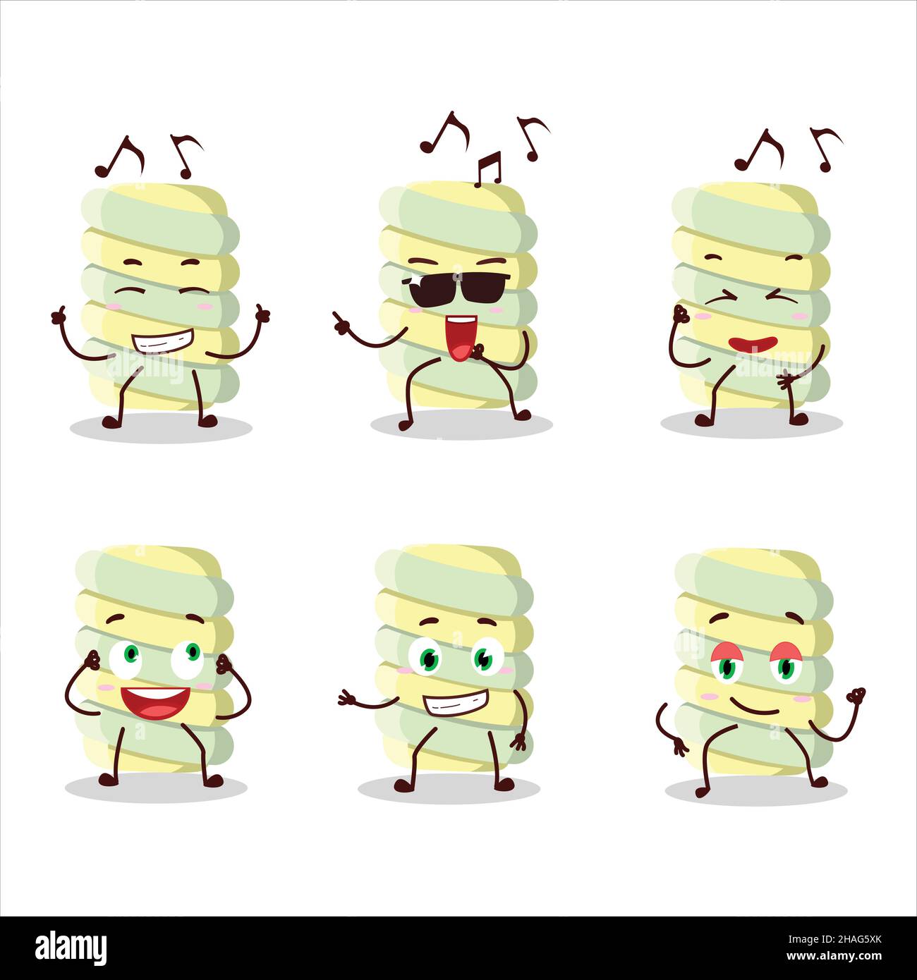 An image of yellow marshmallow twist dancer cartoon character enjoying ...