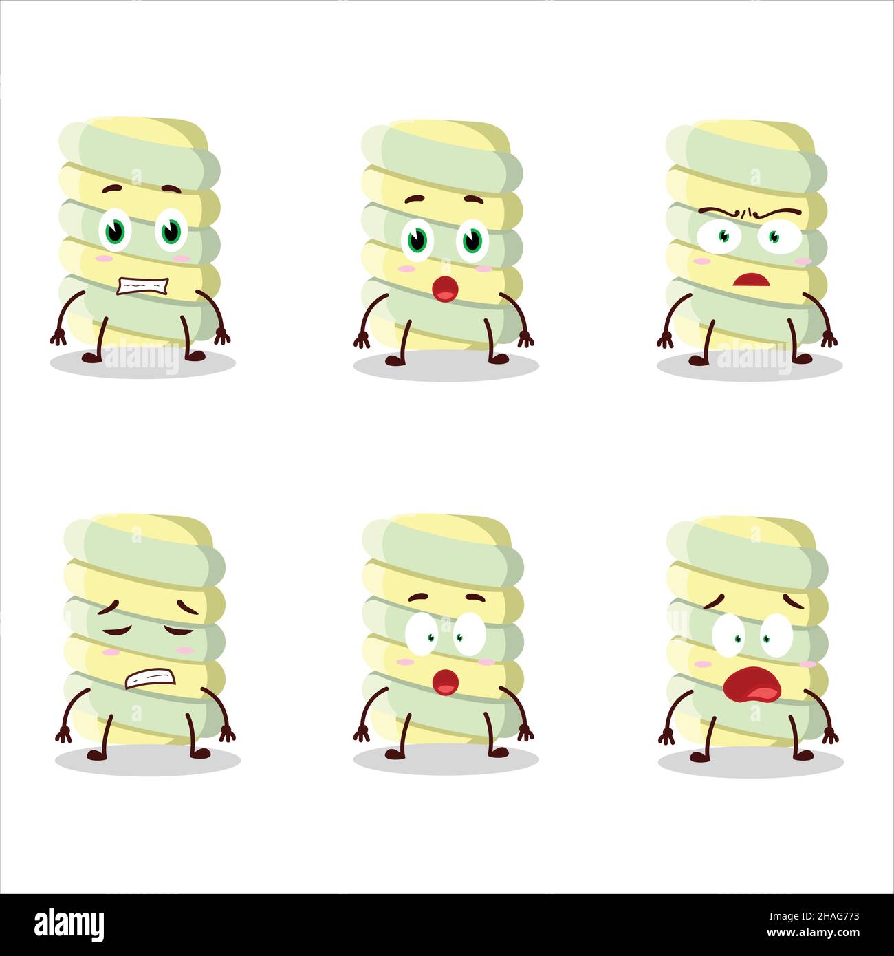 Character cartoon of yellow marshmallow twist with scared expression ...