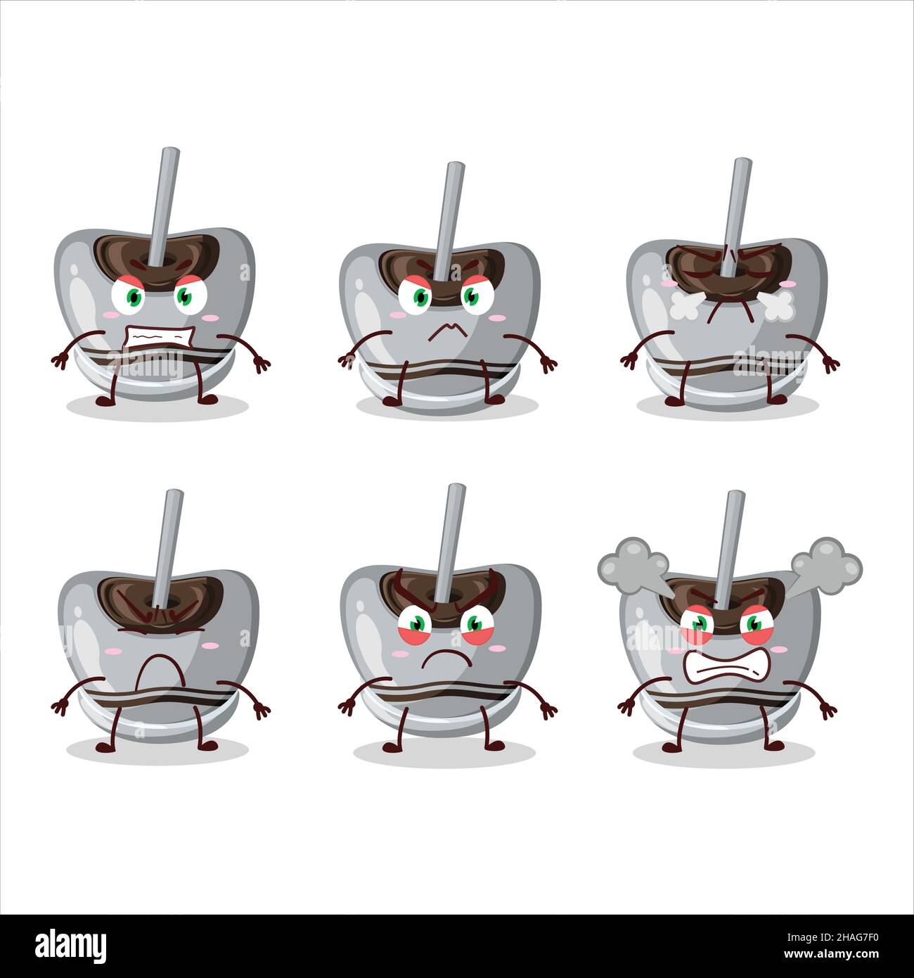 White sugar candy cartoon character with various angry expressions ...
