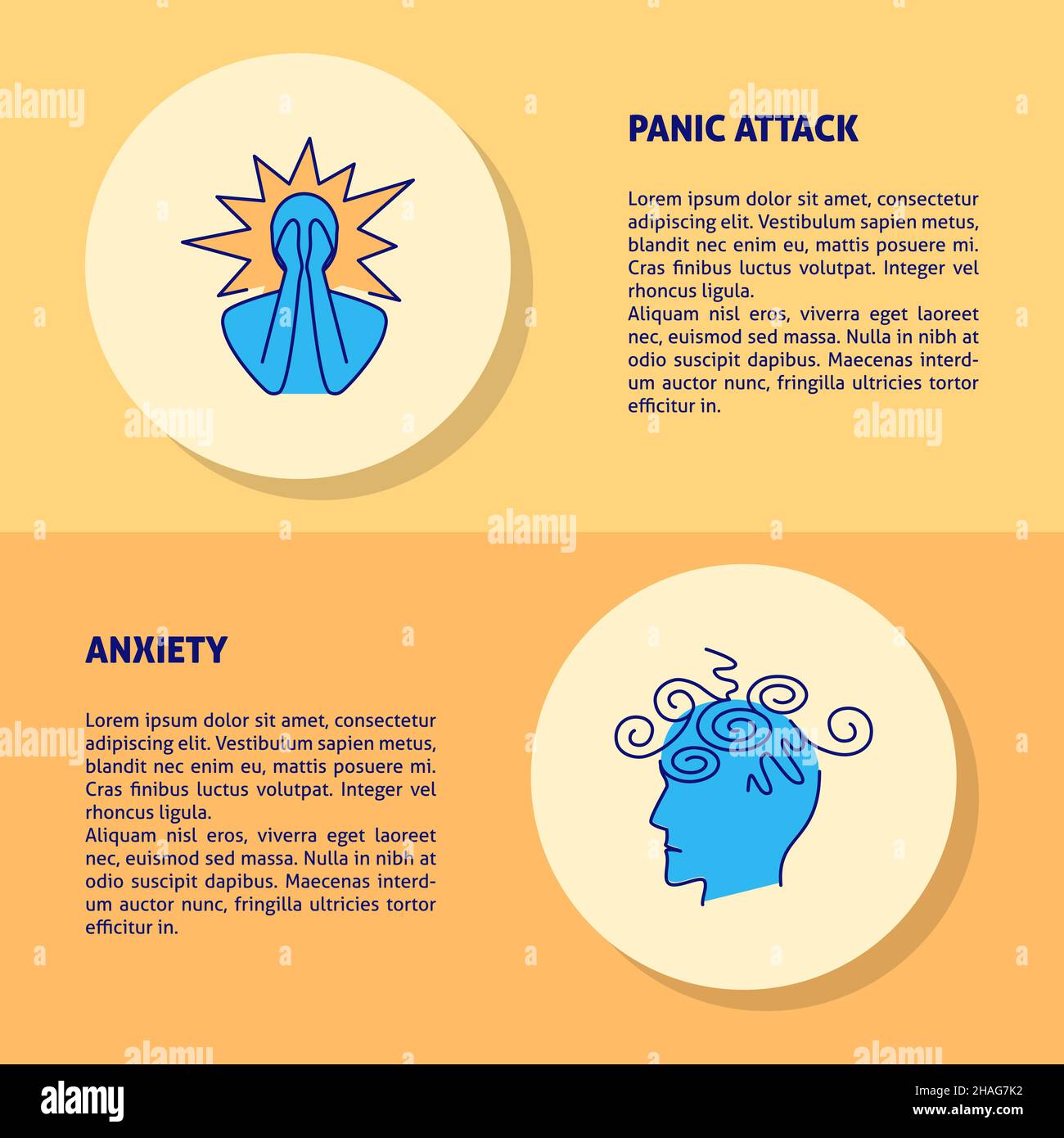 Flyers with panic attack and anxiety disorder symbols. Banner templates ...