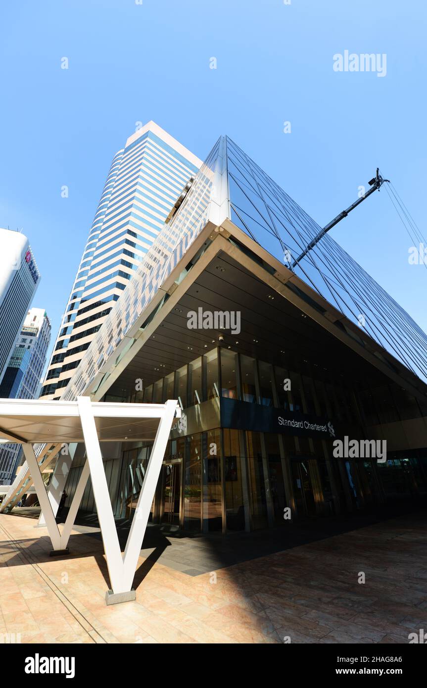 The iconic Standard Chartered bank building at the Exchange square in ...