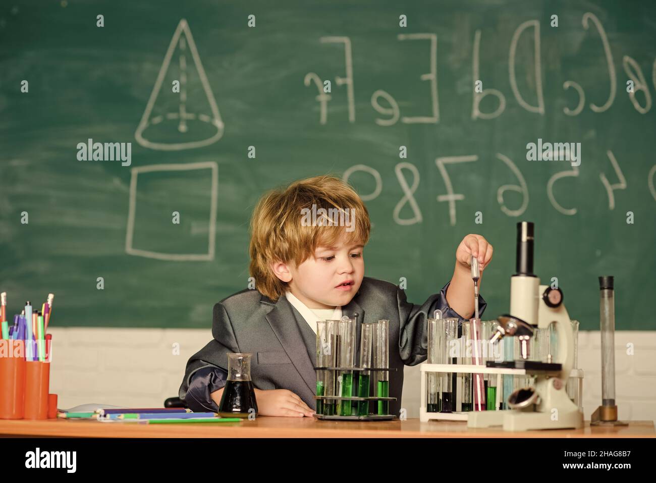 Knowledge concept. Kid study biology chemistry. Knowledge day. Basic ...