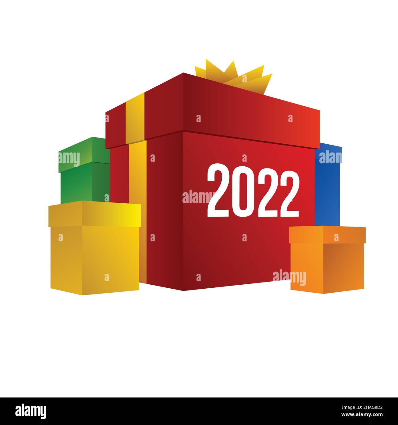 New year shopping. Colorful present boxes with numbers 2022 Stock ...