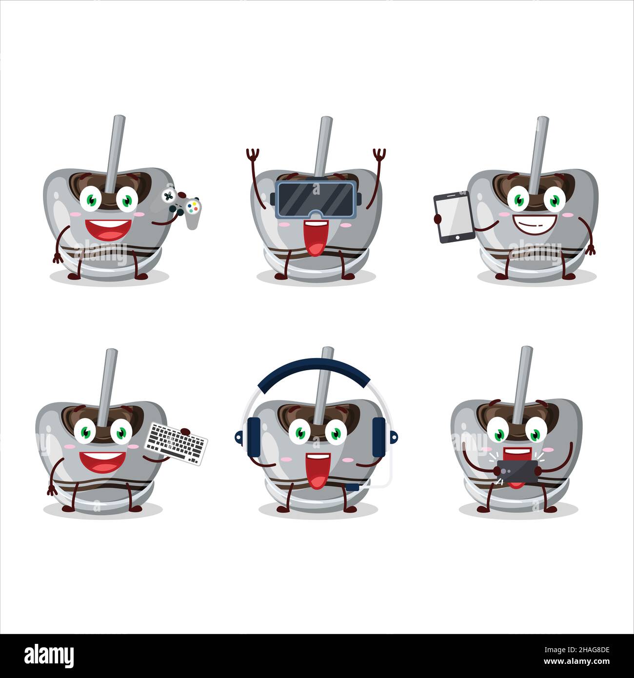 White sugar candy cartoon character are playing games with various cute ...