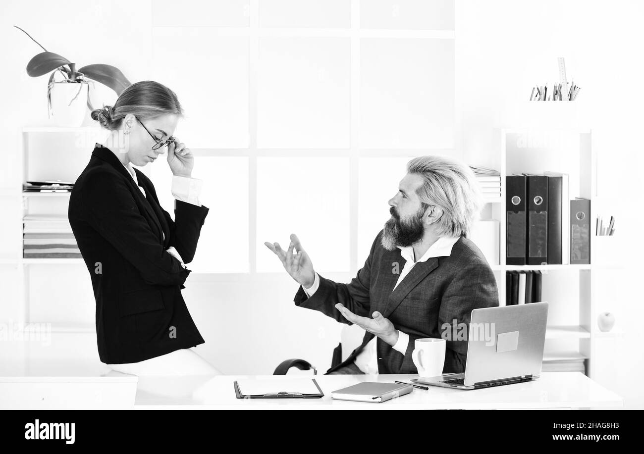 Office secretary. Boss manager director. Business report. Successful ...