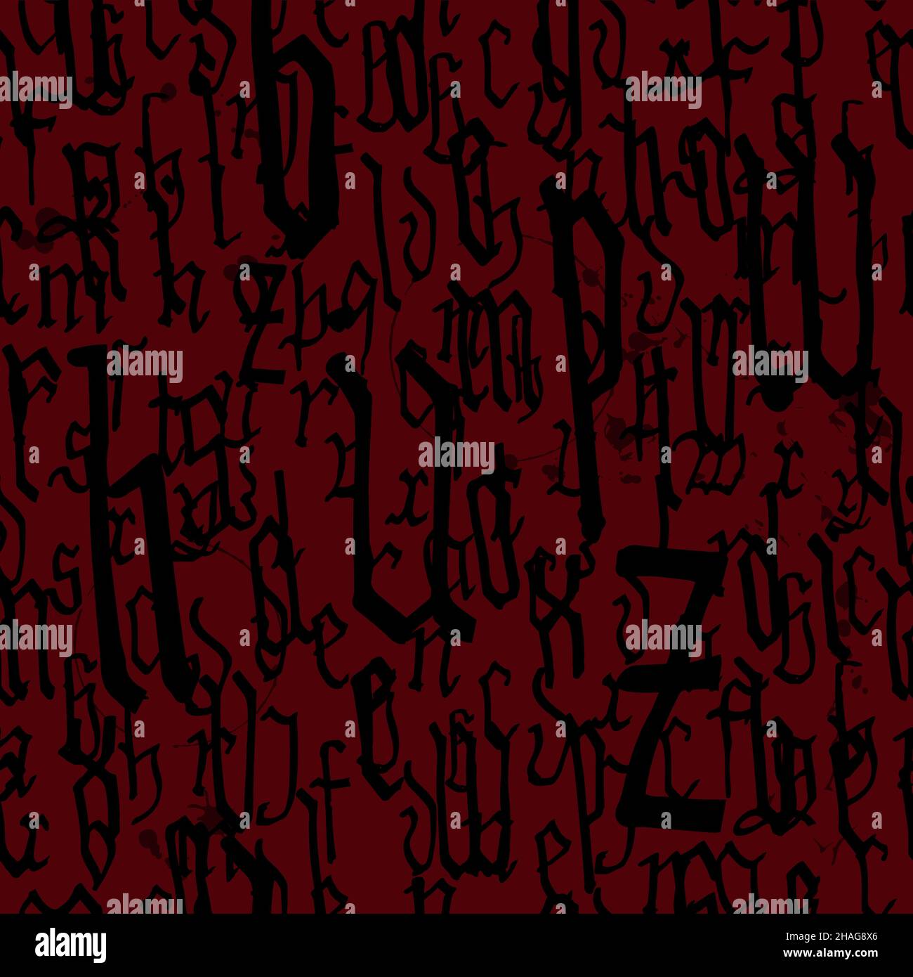 Pattern seamless Gothic style alphabet calligraphy, lettering. Ink ...