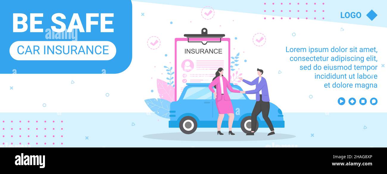 Car Insurance Cover Template Flat Design Illustration Editable of ...