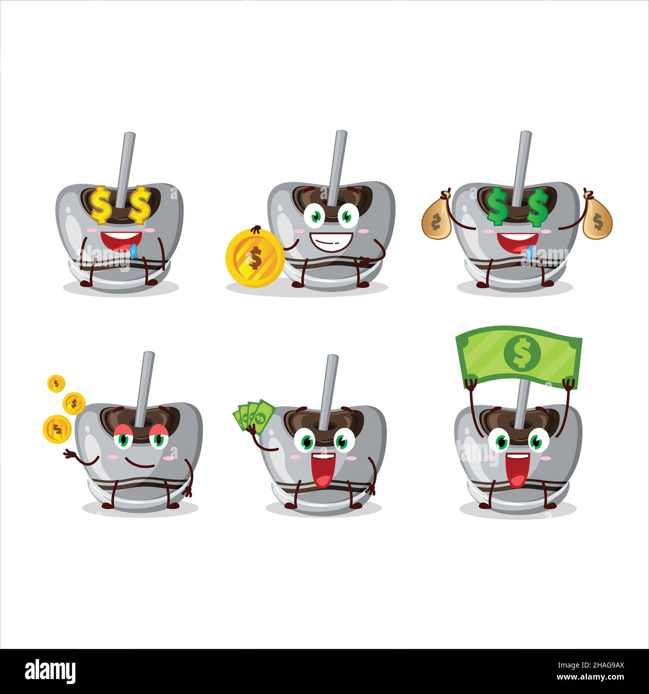 White sugar candy cartoon character with cute emoticon bring money ...