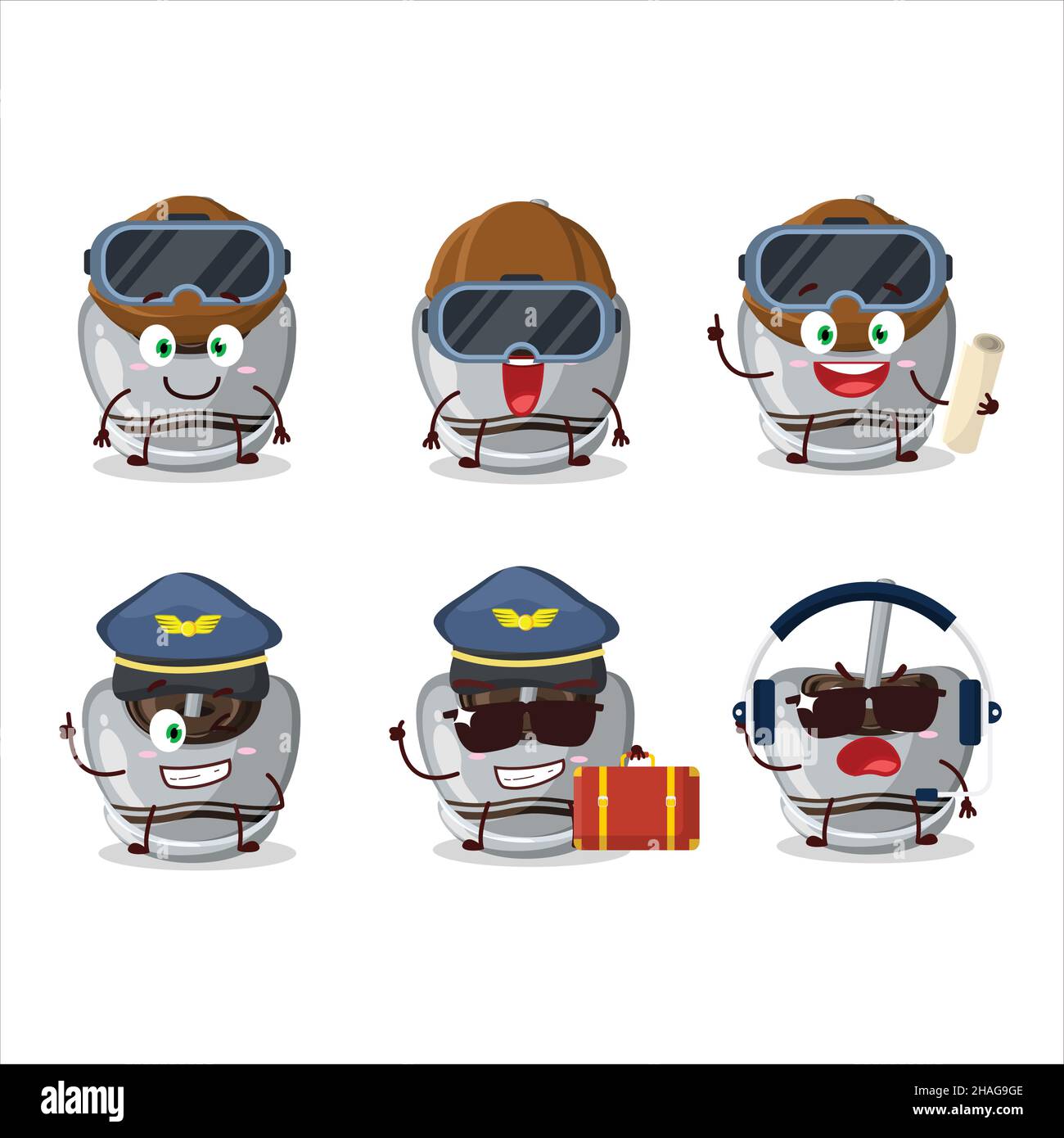 Pilot cartoon mascot white sugar candy with glasses. Vector ...