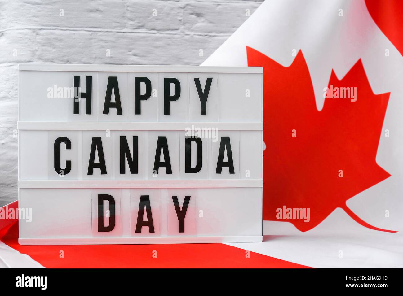 The National Flag of Canada. Lightbox with text HAPPY CANADA DAY ...