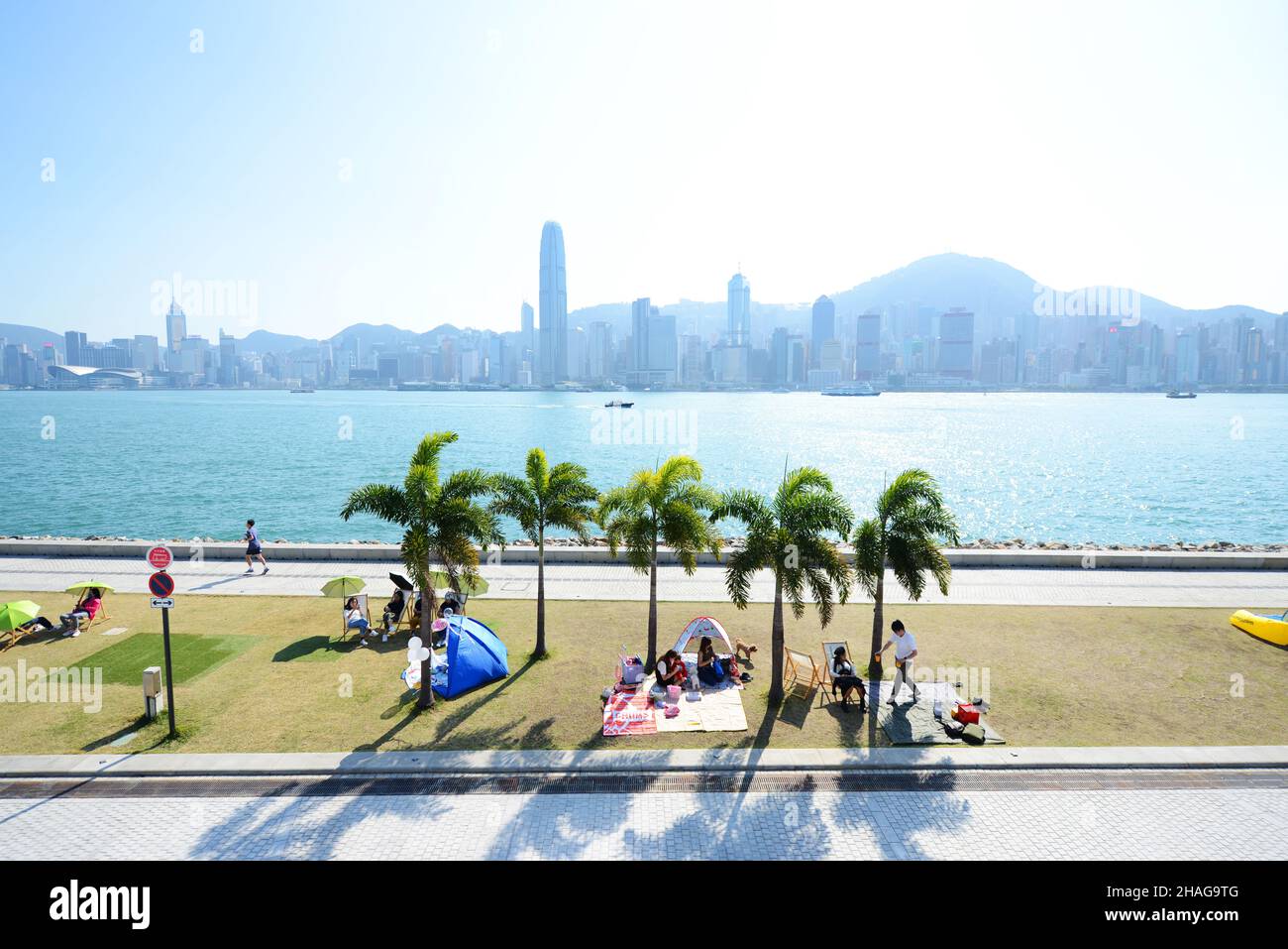 The waterfront promenade in the West Kowloon cultural district in Hong ...