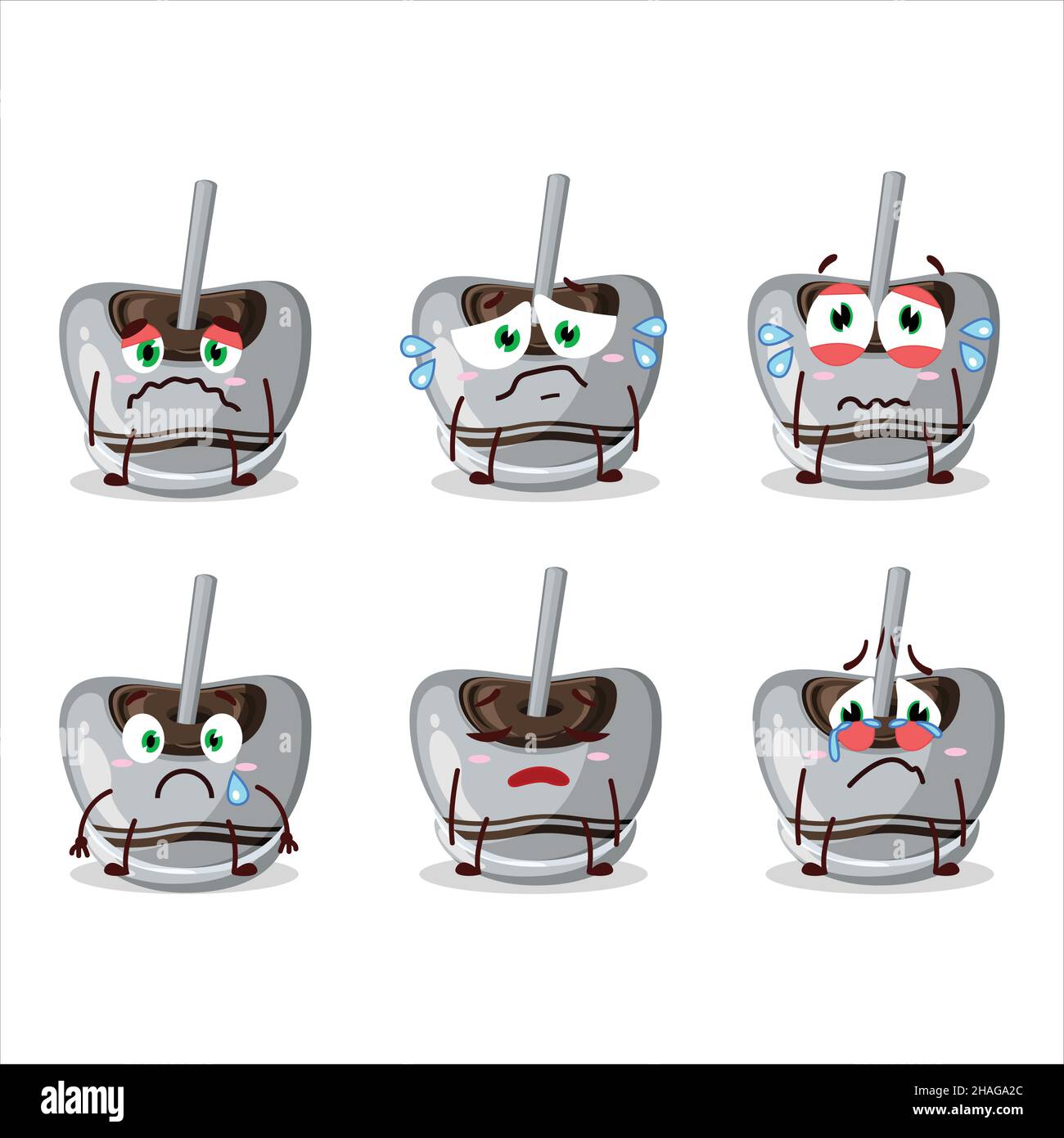 White sugar candy cartoon character with sad expression. Vector ...