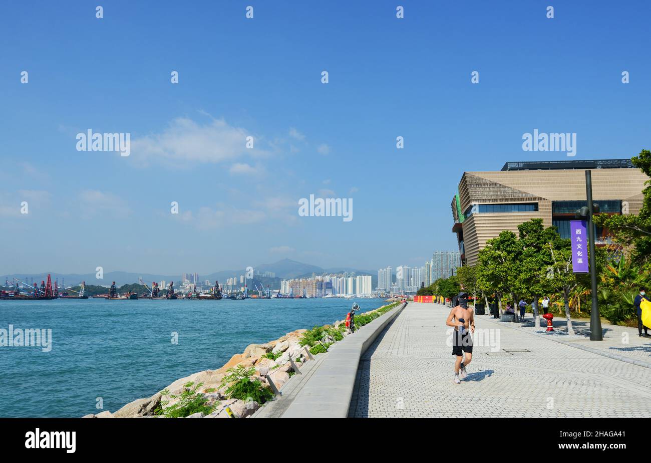 The waterfront promenade in the West Kowloon cultural district in Hong ...
