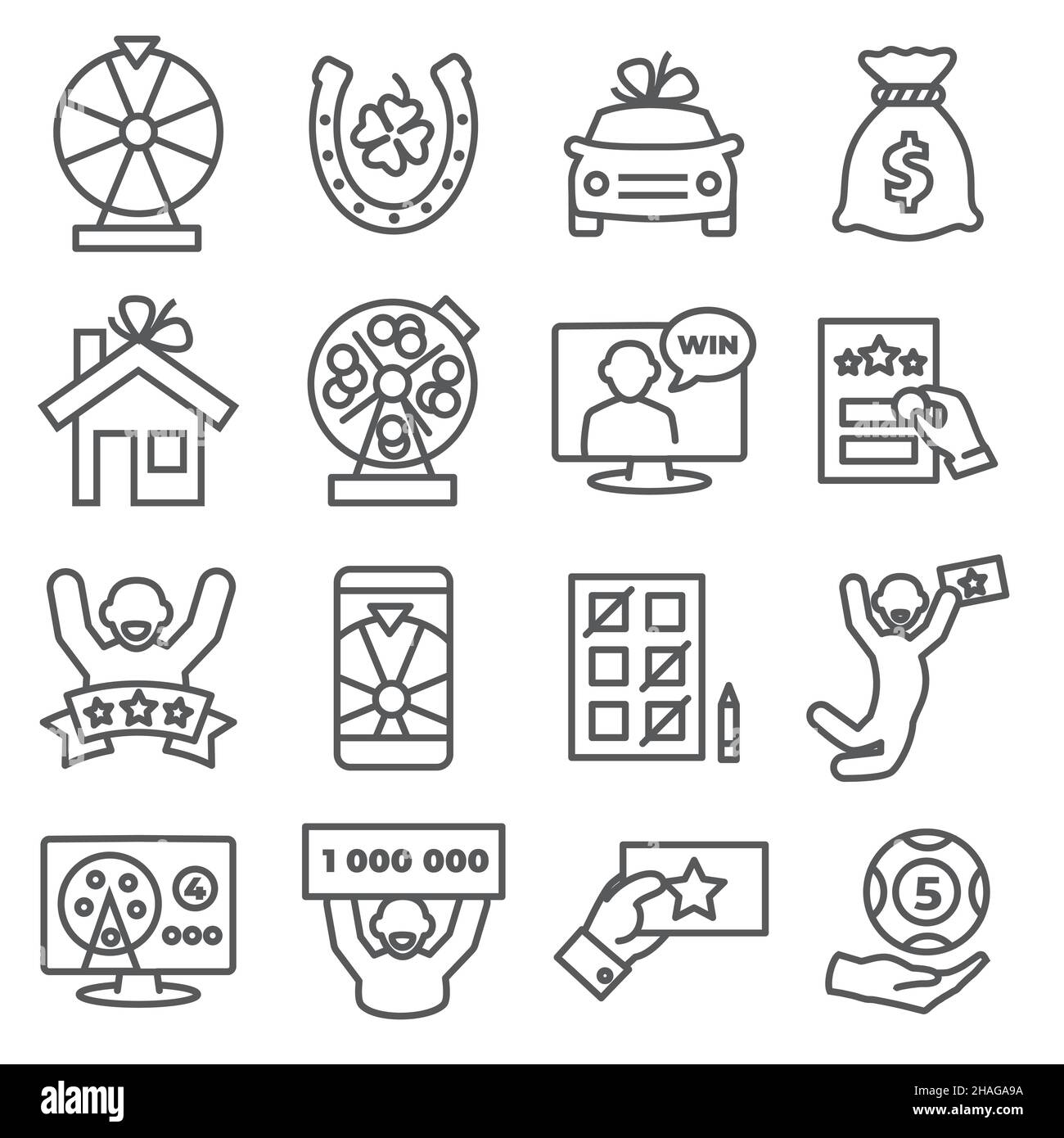 Lottery line icon set on white background Stock Vector Image & Art - Alamy