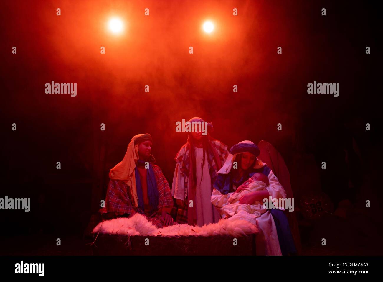Actors on stage during the dress rehearsal for the Wintershall Estate's ...