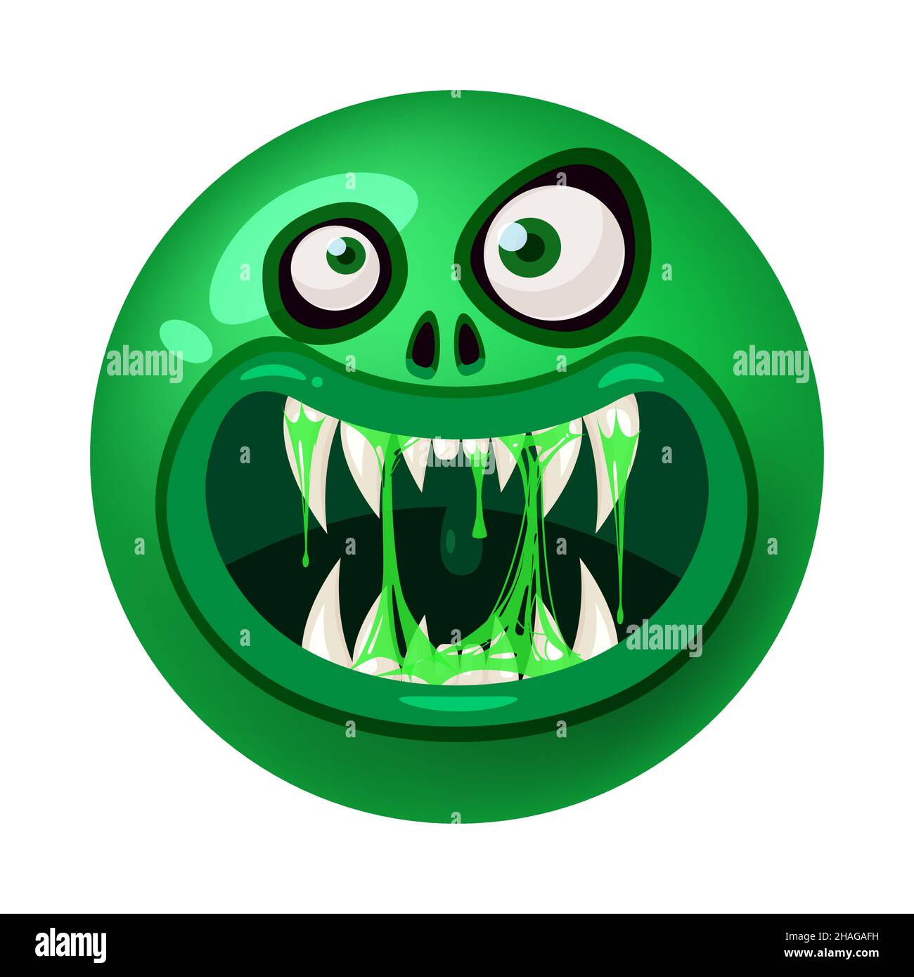 Monster face cartoon round icon head Halloween character. Illustration ...