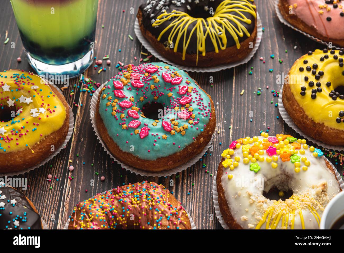 Top view assorted donuts hi-res stock photography and images - Alamy