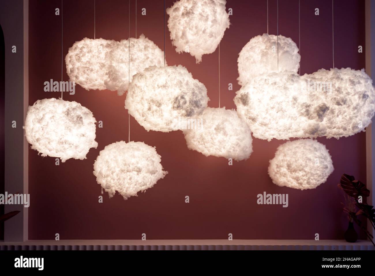 Beautiful modern design of ceiling lights in the form of fluffy clouds ...
