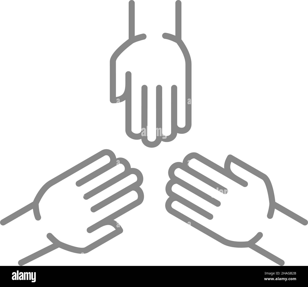 Cohesion teamwork line icon. Team work, support, solidarity symbol ...