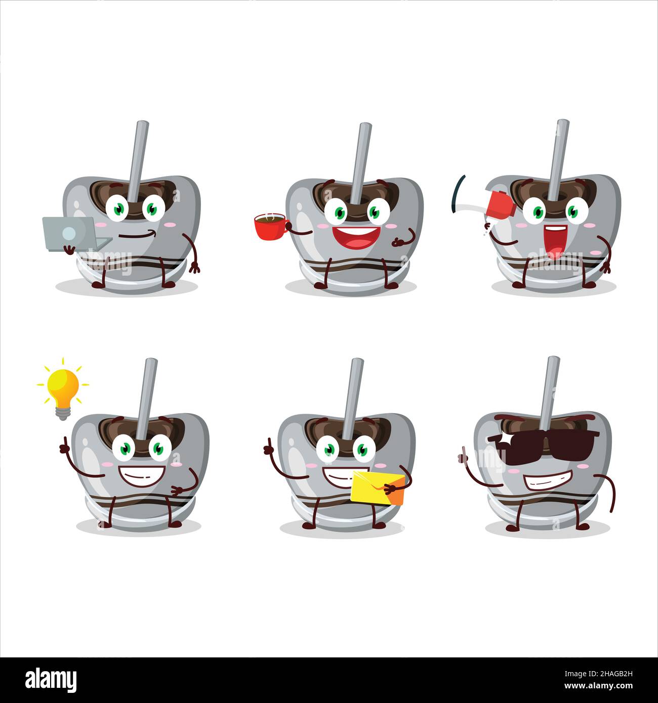 White sugar candy cartoon character with various types of business ...