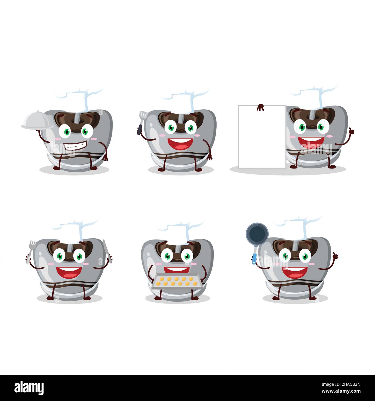 Cartoon character of white sugar candy with various chef emoticons ...