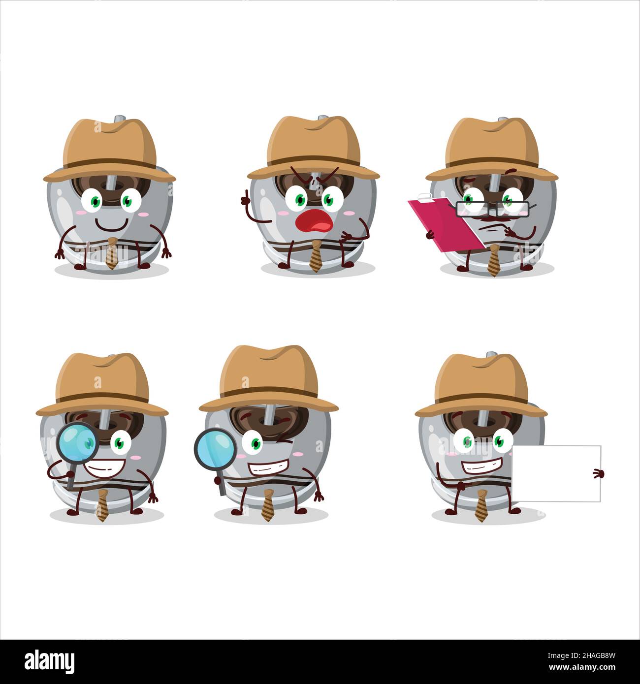 Detective white sugar candy cute cartoon character holding magnifying ...