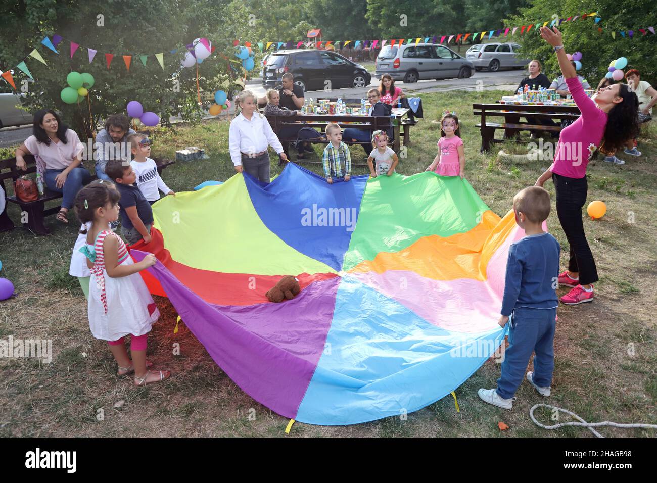 Kids are playing games on Birthday party on Sept 04, 2021 Stock Photo ...