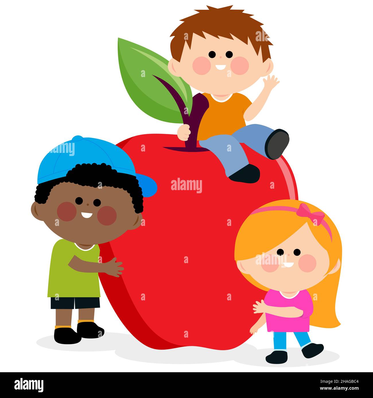 Healthy children eating fruit Cut Out Stock Images & Pictures - Alamy