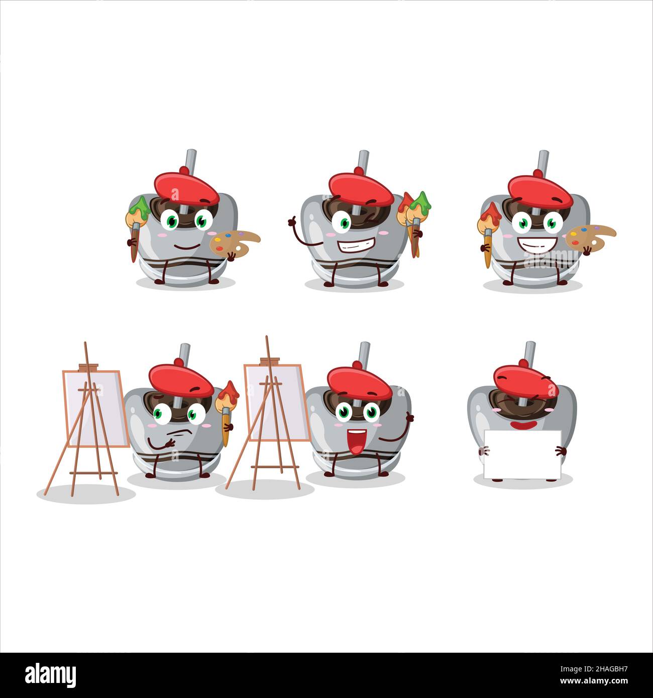 Artistic Artist of white sugar candy cartoon character painting with a ...