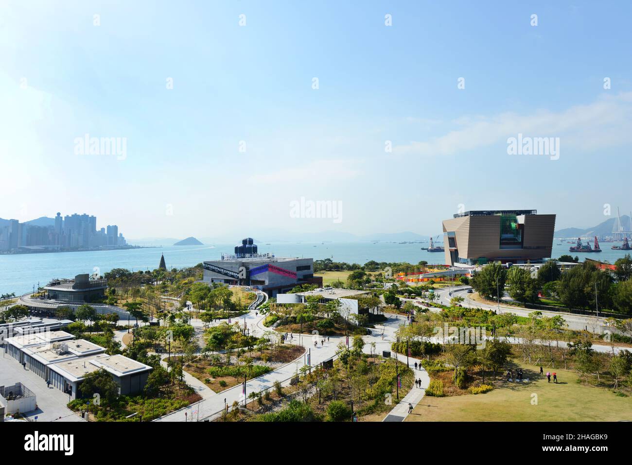 The waterfront promenade in the West Kowloon cultural district in Hong ...