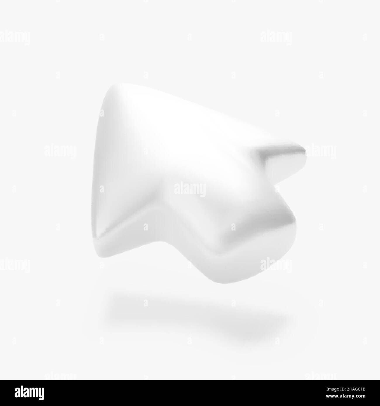 White arrow. Computer pointer or mouse cursor with shadow. White volume left arrow isolated on ...