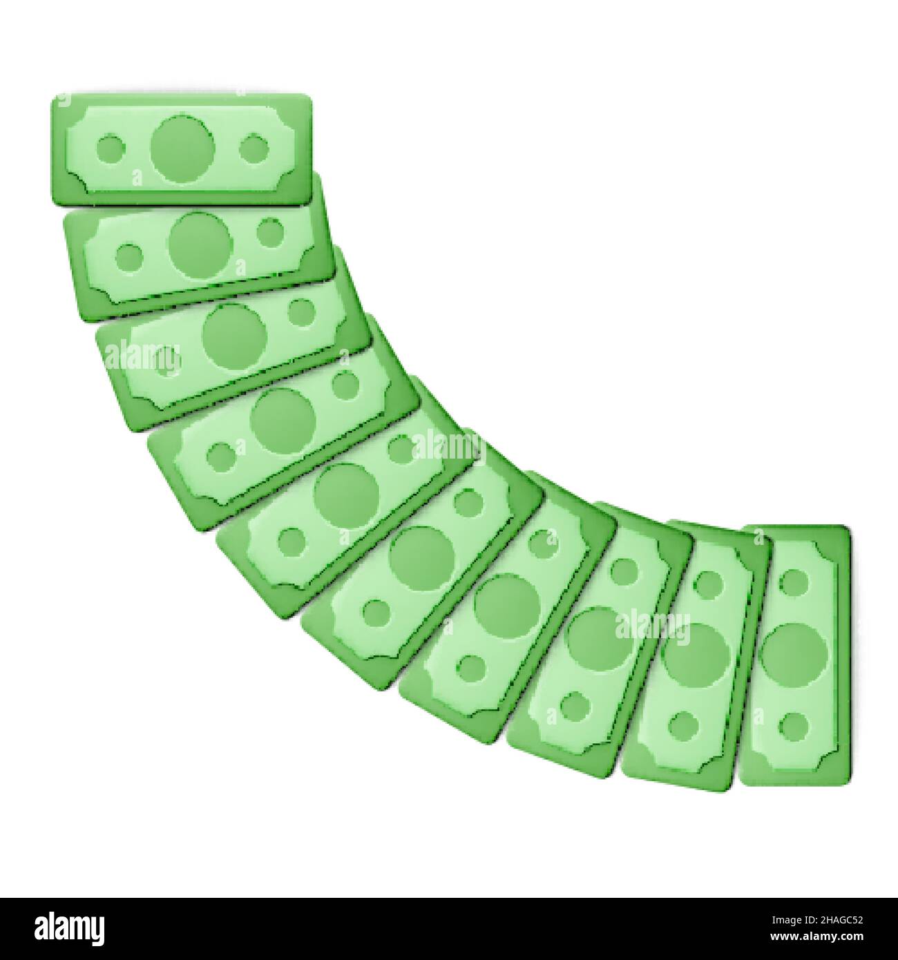 Dollar bill in fan silhouette. Green paper dollar icon. Cartoon money ... Dollar bill in fan silhouette. Green paper dollar icon. Cartoon money ...