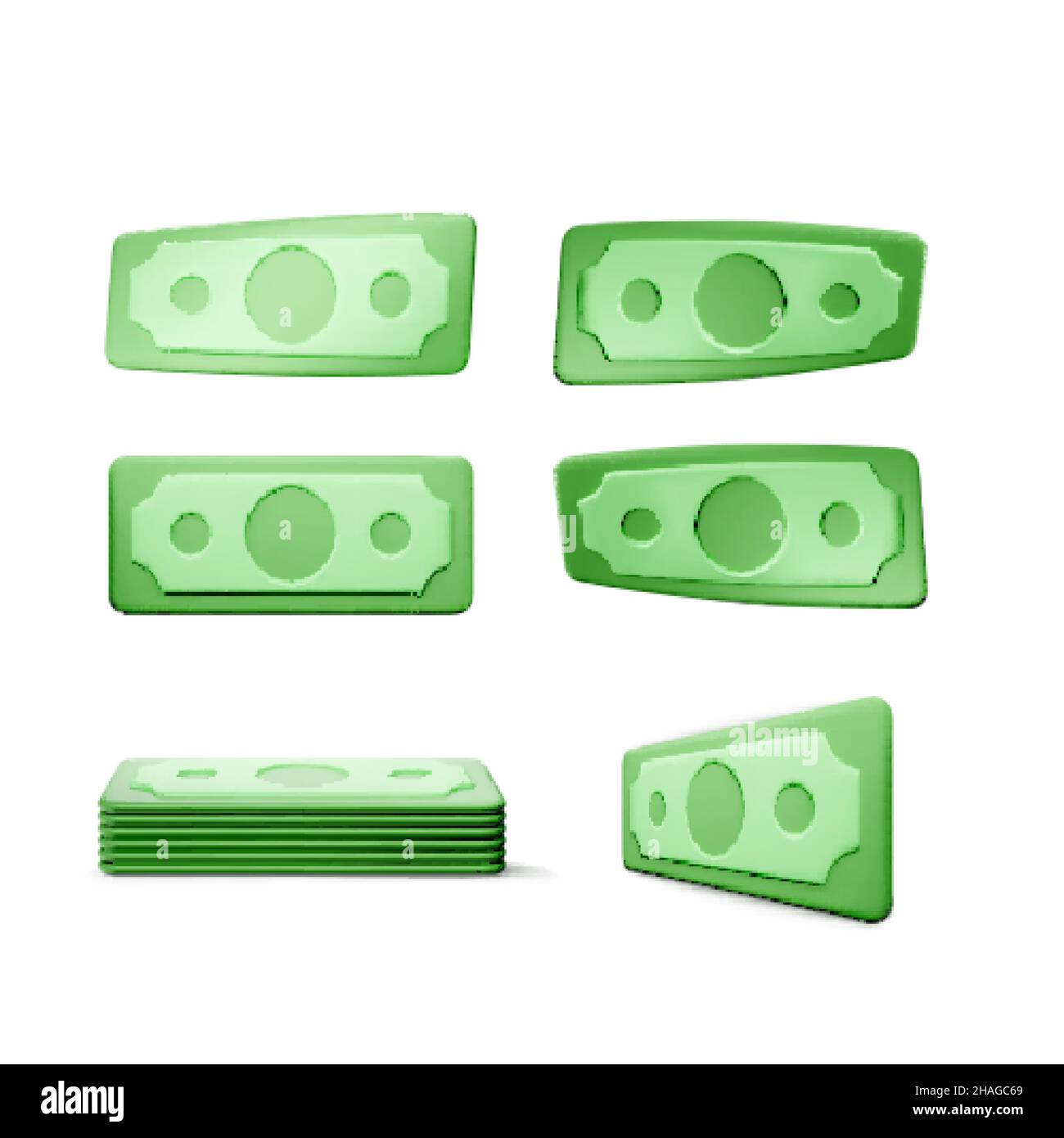 Dollar bill. Green 3d render american money. Dollar banknote in cartoon style. Vector ...