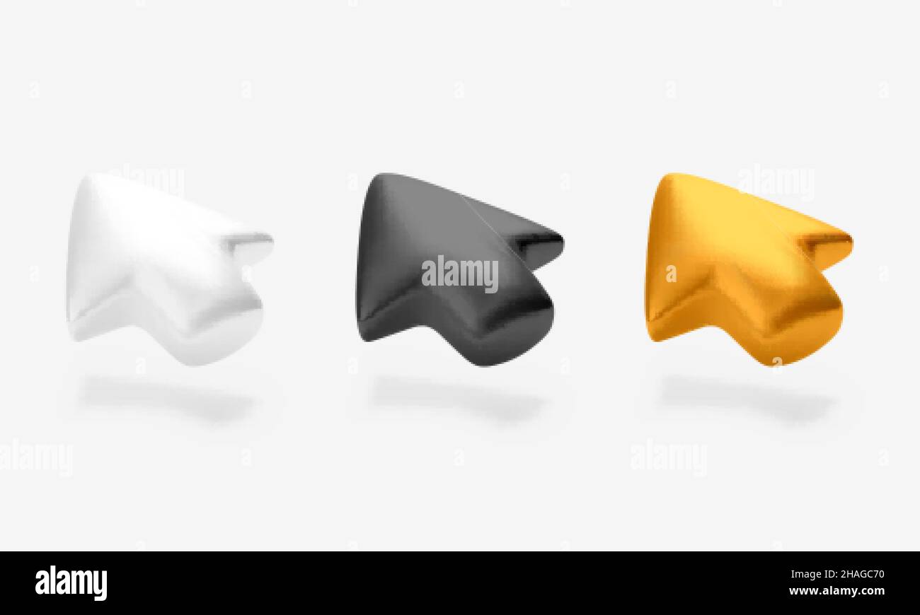 Arrow. Computer pointer or mouse cursor. White black and gold volume left arrow set. Vector ...