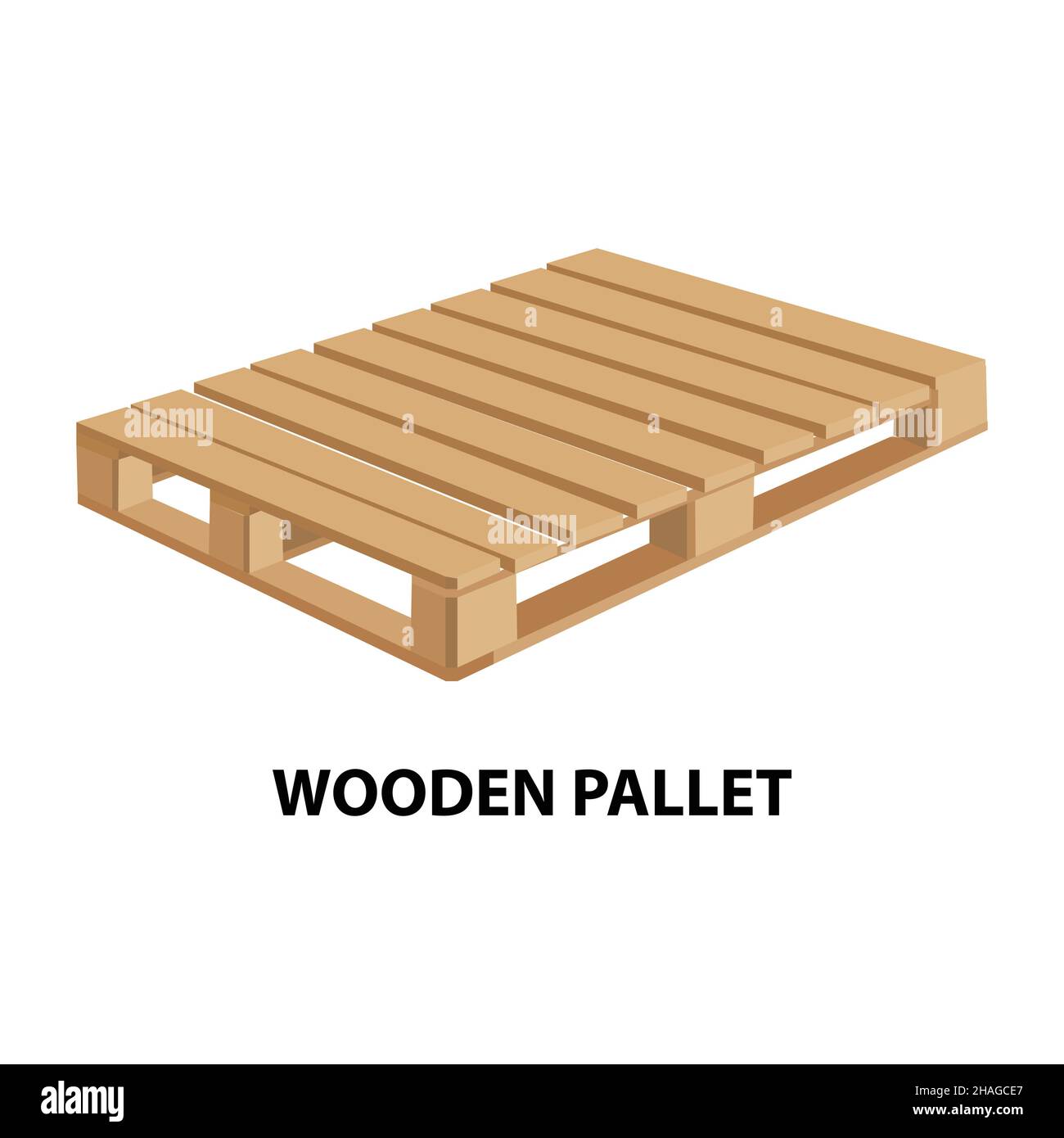 Set of pallet icons. Vector illustration in flat design. Wooden pallet front and angle view ...
