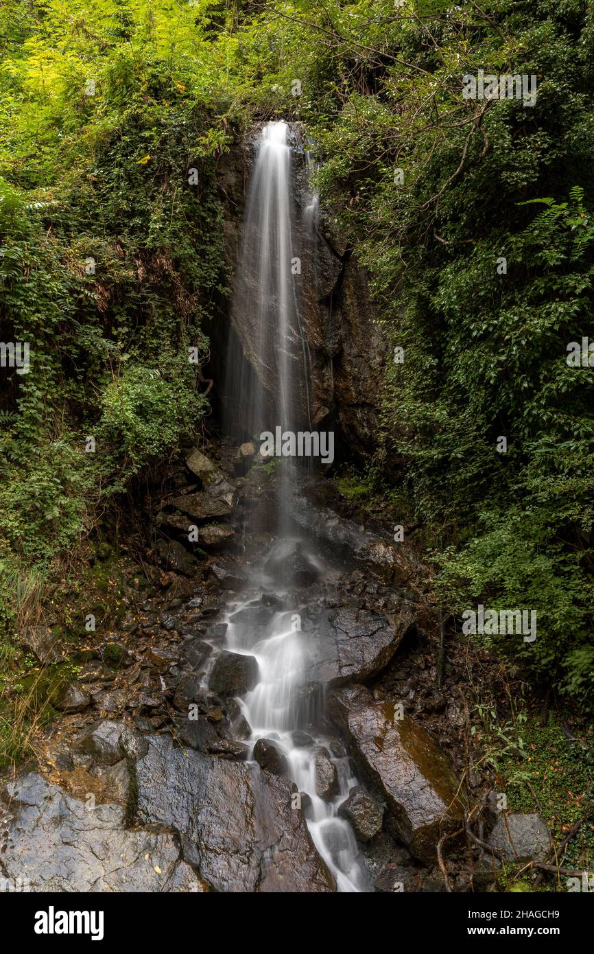 Small waterfall in Gaulschlucht gorge in Lana near Meran, South Tyrol ...